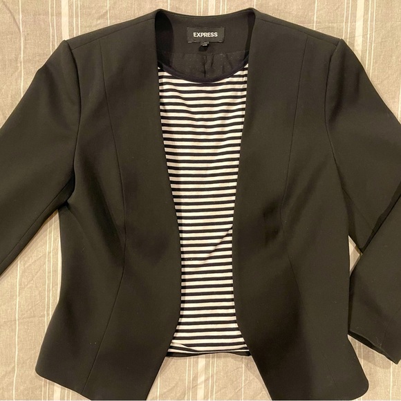 Express | Jackets & Coats | Express Cropped Tailored Blazer Collarless ...